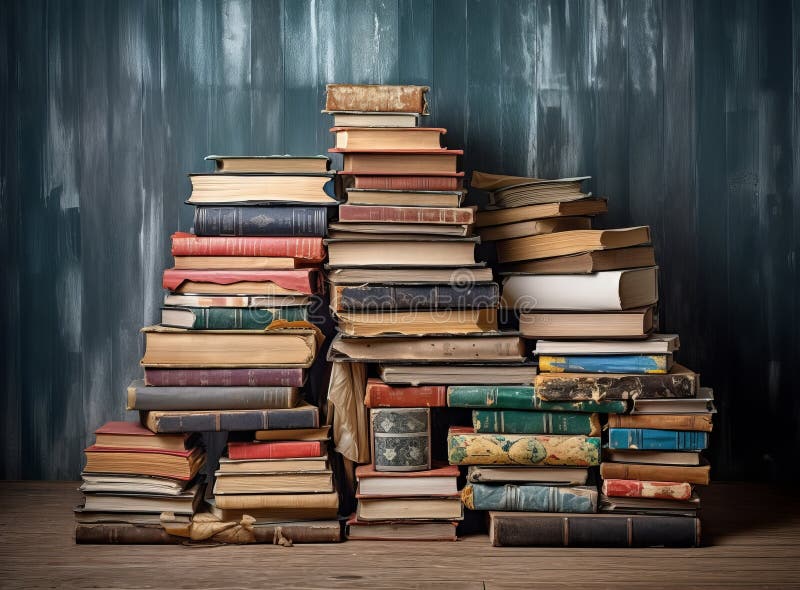Books on Wooden Table in Style of Structured Chaos Stock Illustration ... Books on Wooden Table in Style of Structured Chaos Stock Illustration ...