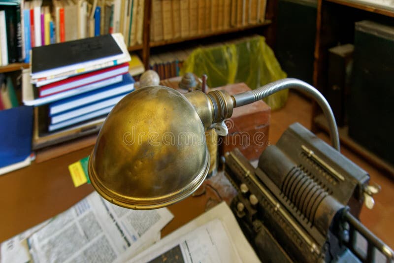 Books on Wooden Table Under Lamp Light Stock Photo - Image of texture ...