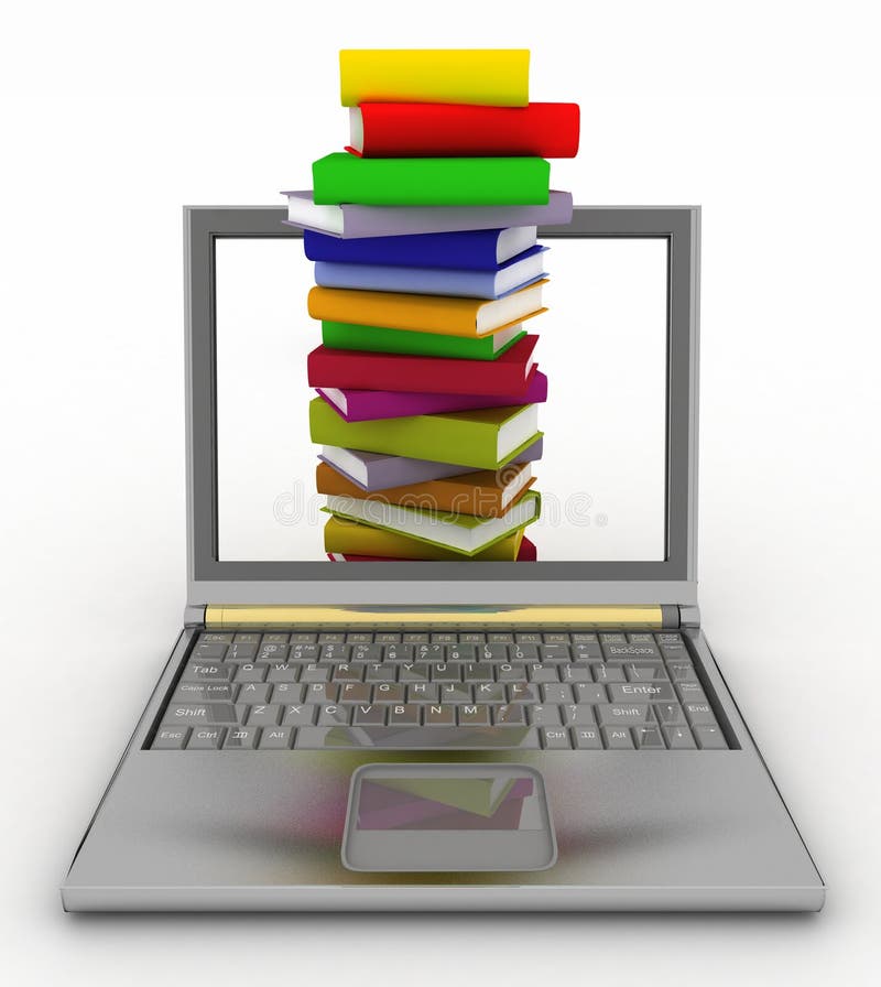 Laptop and books stock illustration. Illustration of files - 14230230