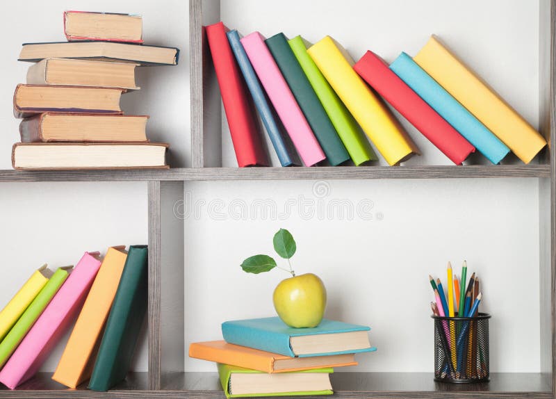 Bookshelf stock image. Image of hard, batch, colorful - 27533499