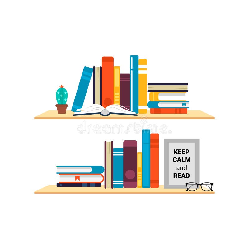 Bookshelf. Books on the Book Shelf. Book Stack. Reading Stock Vector ...