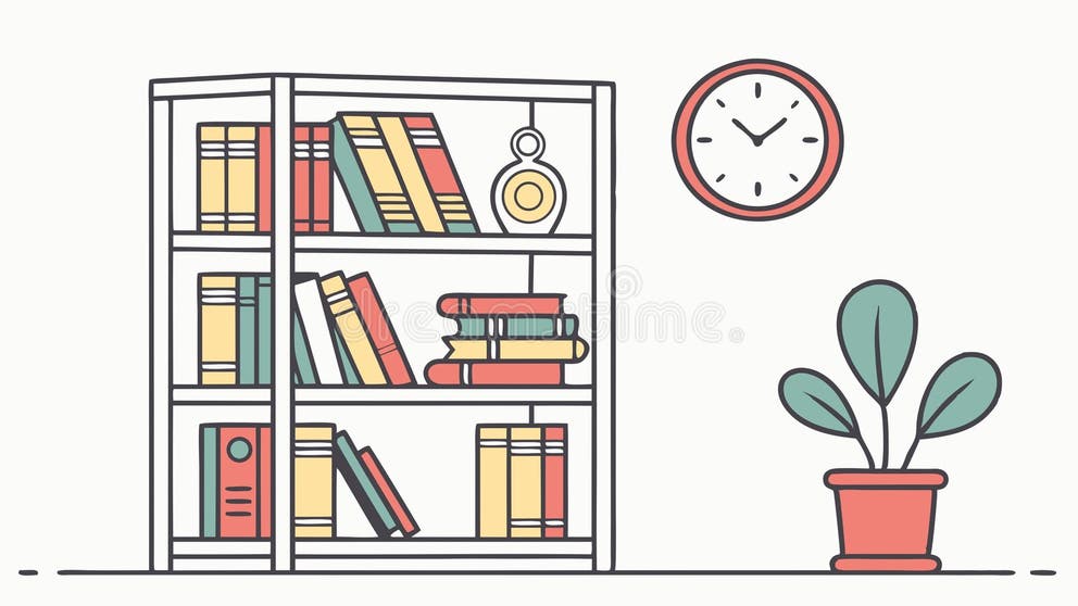 Bookshelf with Books and Clock, Symbolizing Knowledge and Timeless ...