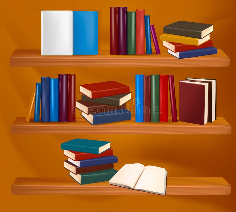 Bookshelf with Books. Vector Stock Vector - Illustration of history ...