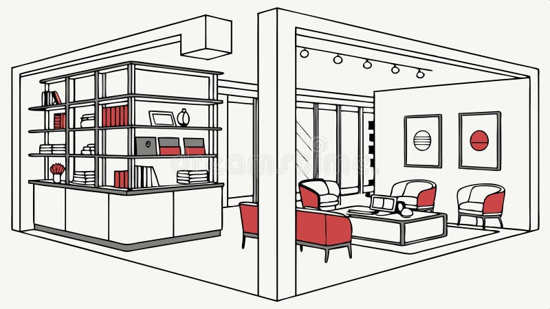 Bookshelf with Decor, Home Library and Reading Space Vector Design ...