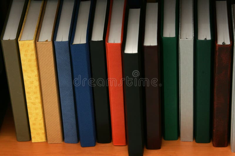 A bookshelf of diaries stock photo. Image of calendar - 1657142