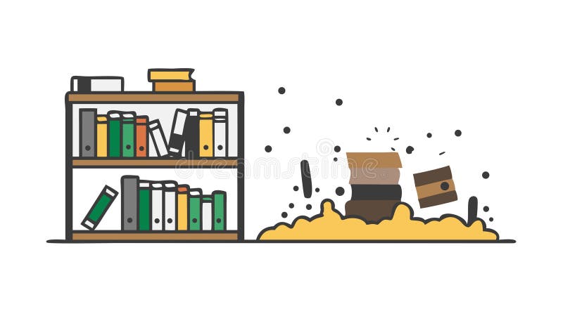 Bookshelf Explosion Icon, Knowledge Disruption, Vector Design ...