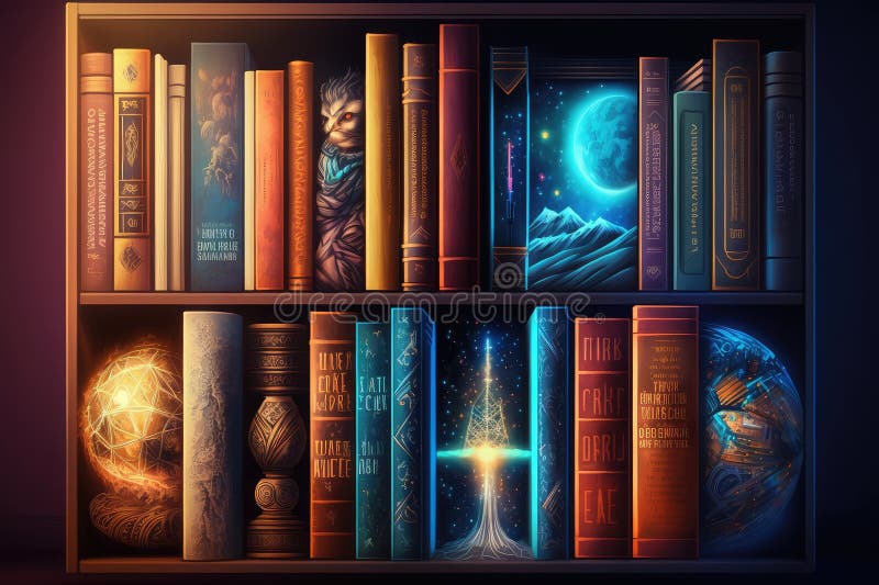 Bookshelf Filled with Books of Different Genres, Such As Sci-fi and ...