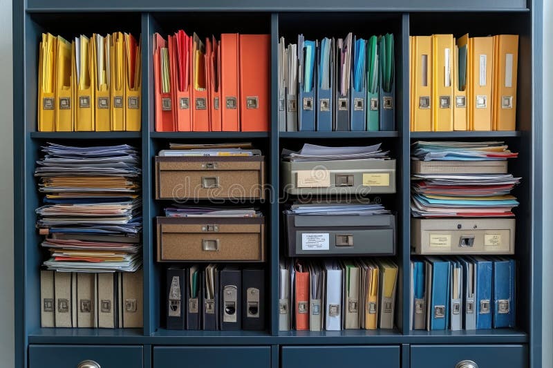 Bookshelf Filled with Files and Documents Stock Photo - Image of ...