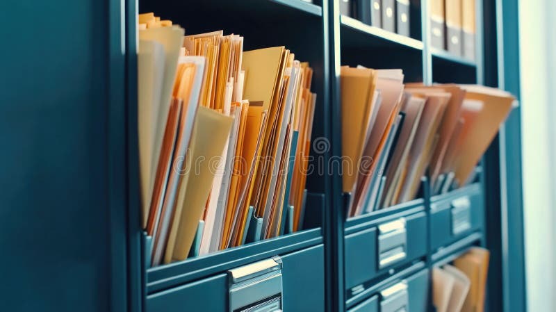A Bookshelf Filled with Many Folders, Perfect for Storing Documents and ...