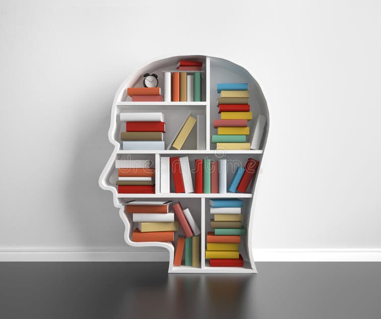 Bookshelf head stock illustration. Illustration of reading - 37663852