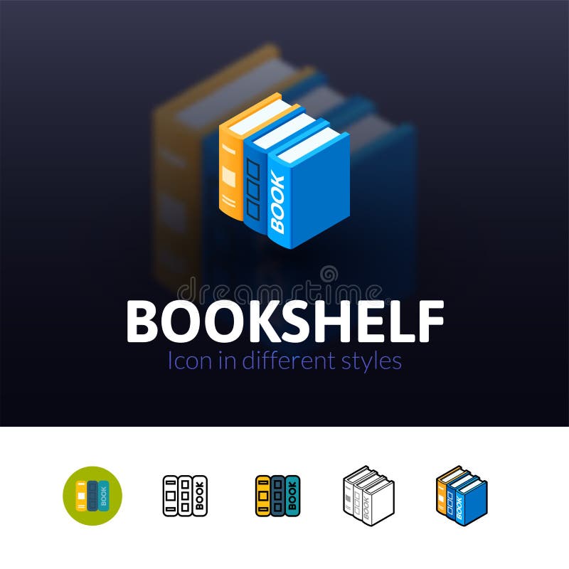 Bookshelf Icon in Different Style Stock Vector - Illustration of ...