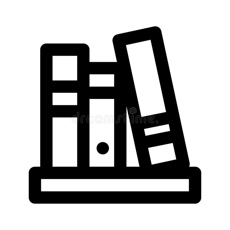 Bookshelf Icon Vector. Black on White. Flat Pictogram. Illustration ...