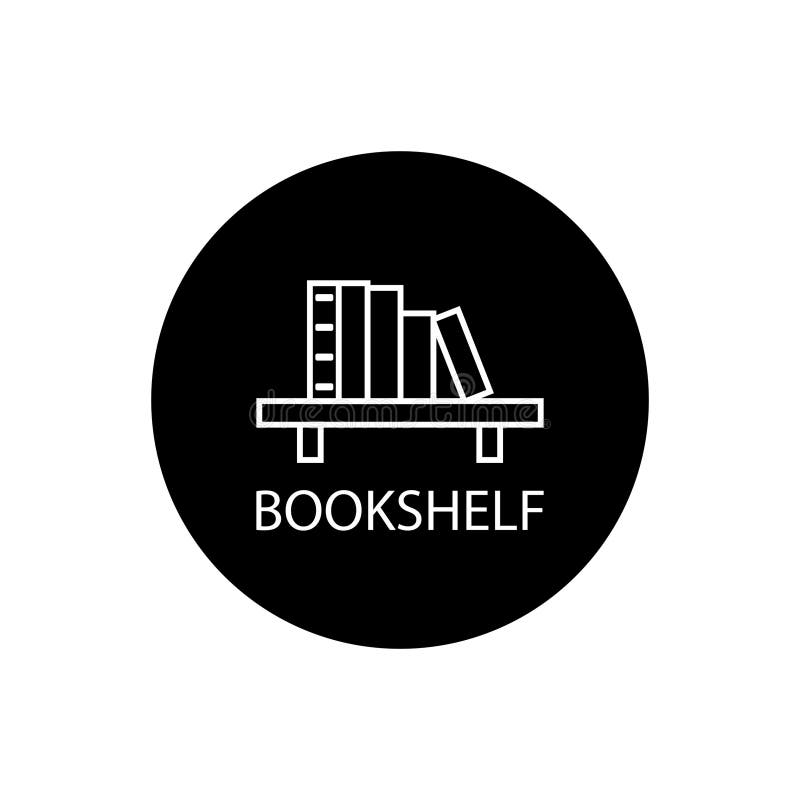 Bookshelf Icon Vector. Black on White. Flat Pictogram. Illustration ...