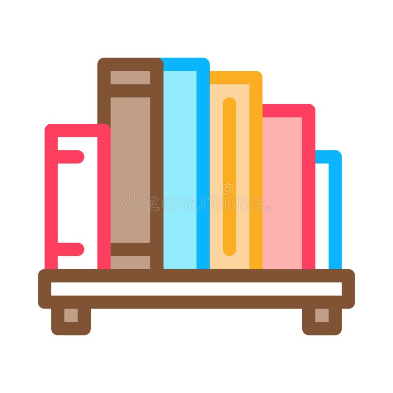 Bookshelf Icon Vector Outline Illustration Stock Vector - Illustration ...