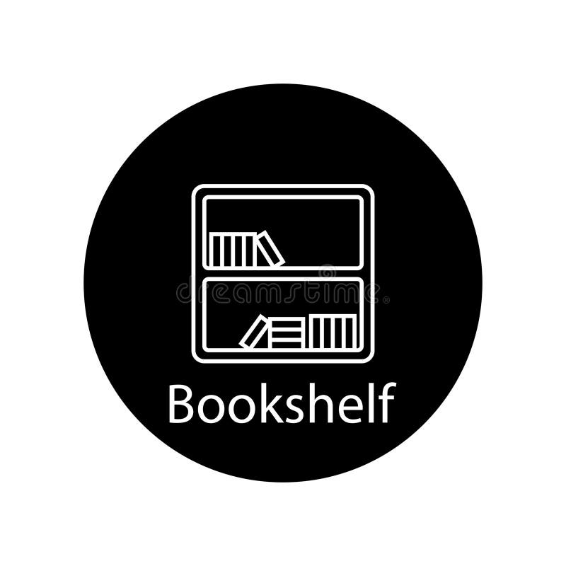 Bookshelf Icon Vector. Black on White. Flat Pictogram. Illustration ...