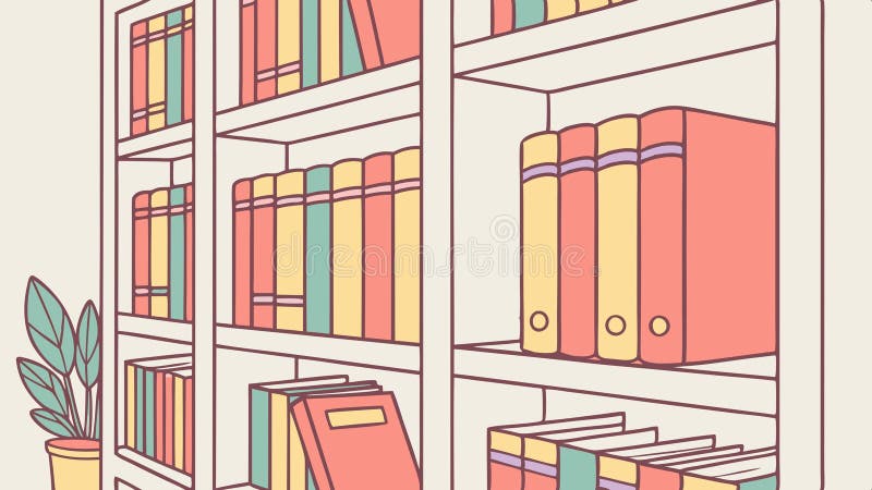 Bookshelf Illustration, Library Interior Element Vector Design ...
