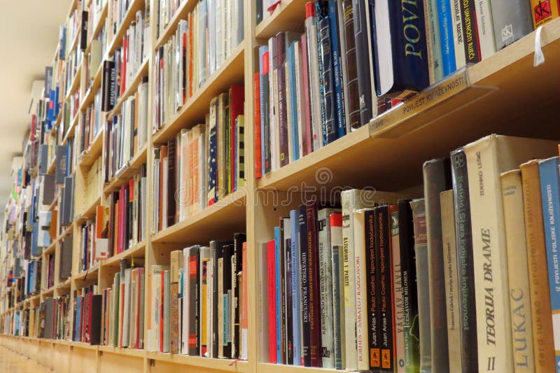 Bookshelf in library stock image. Image of inside, bookshelf - 132007021