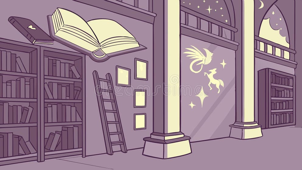 Bookshelf in Library Illustration, Reading Space Vector Design ...