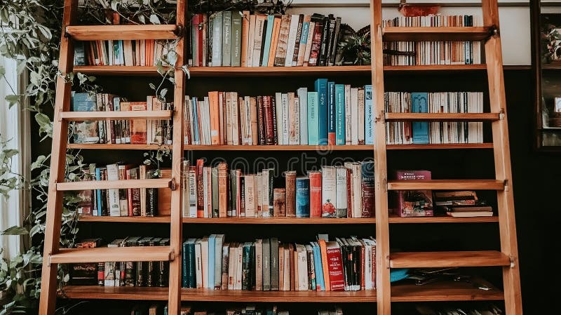 Bookshelf, Library, Ladder, Books, Reading, Home, Interior, Plants ...