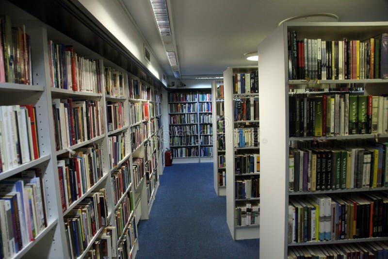 Bookshelf in library editorial image. Image of background - 54426770