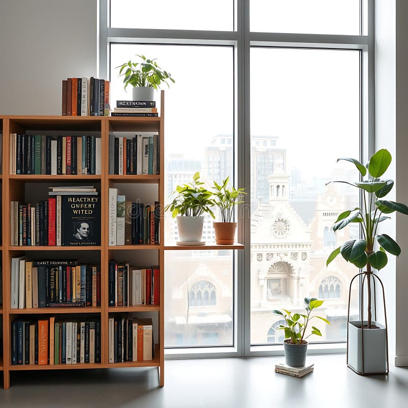 A Bookshelf with a Mix of Books and Small Indoor Plants Sitting in ...