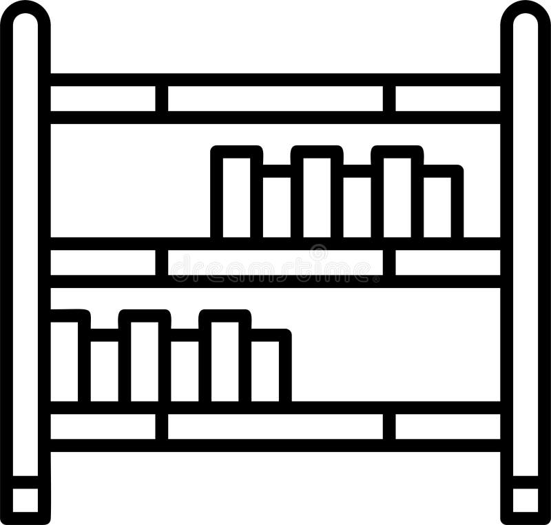 Bookshelf Outline Vector Icon Stock Vector - Illustration of bookcase ...