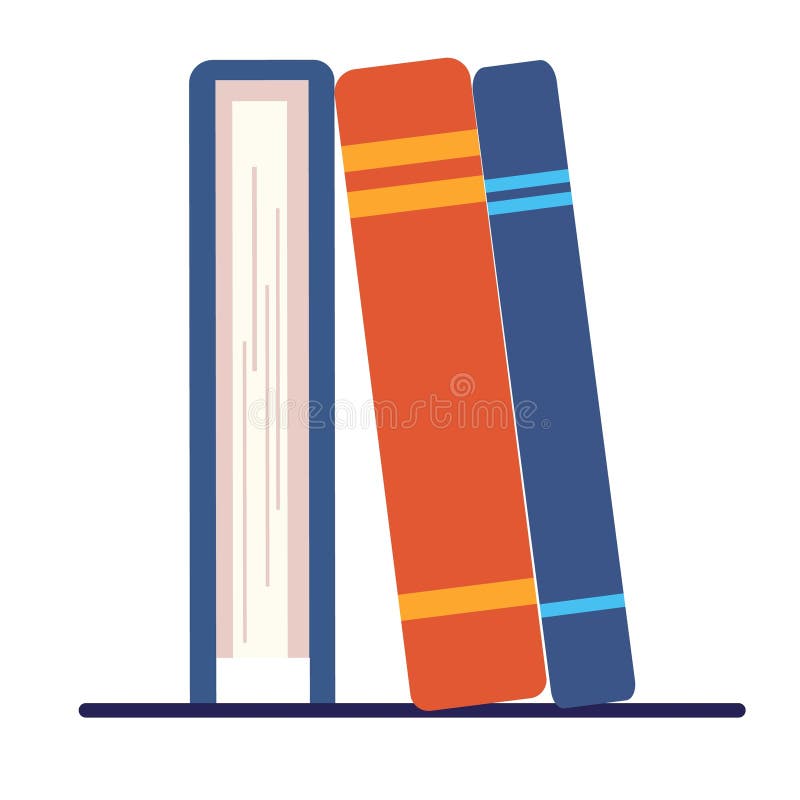 Bookshelf with Multicolored Book Spines. Books in a Row. Vector ...
