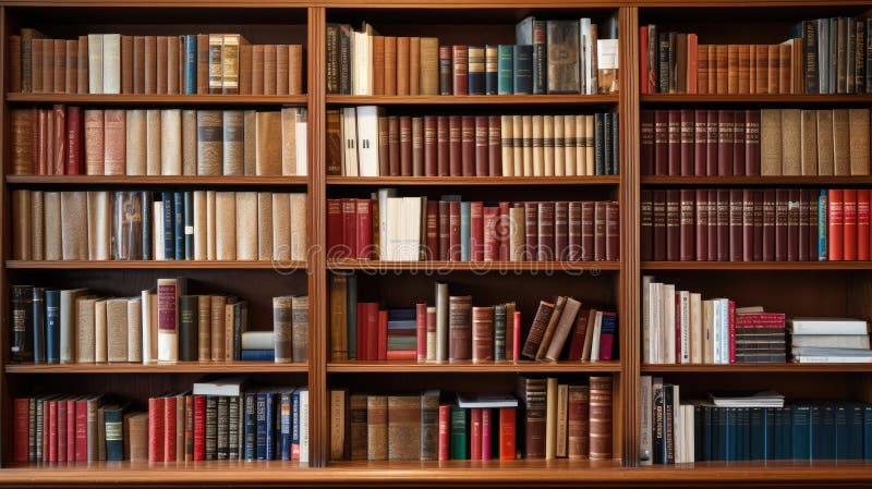 Bookshelf in Public Library Stock Illustration - Illustration of ...