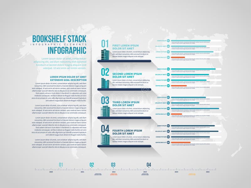 Bookshelf Stack Infographic Stock Vector - Illustration of color ...