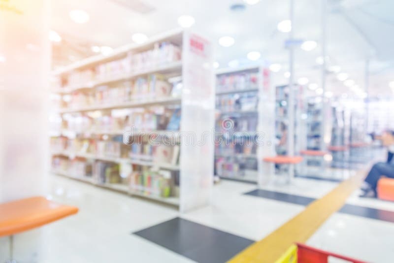 Bookshelf and Table Desk in Library, Stock Photo - Image of desk ...