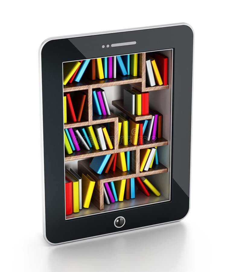 Bookshelf in Tablet Computer Stock Illustration - Illustration of book ...