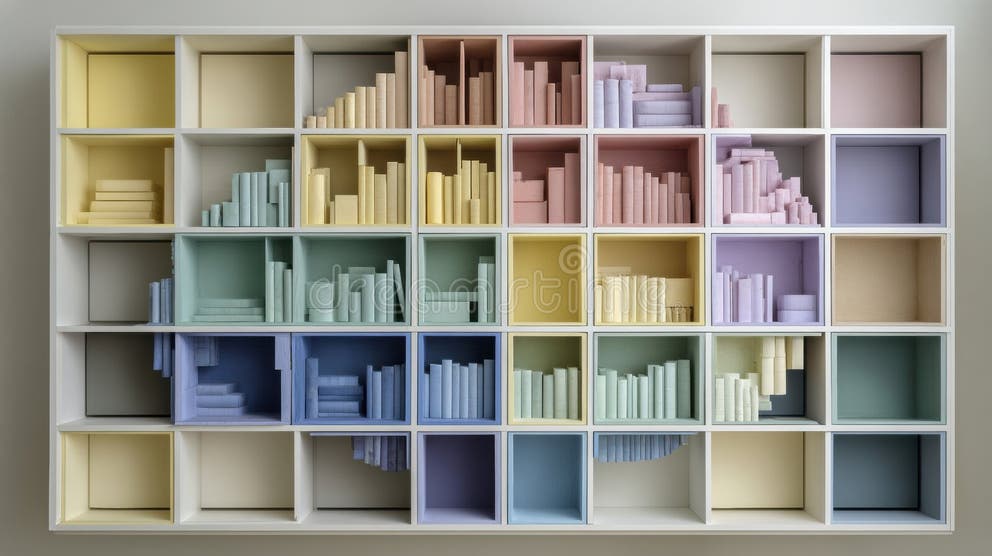 Bookshelf Transforming into Brain Shape in Pastel Colors Showcasing ...