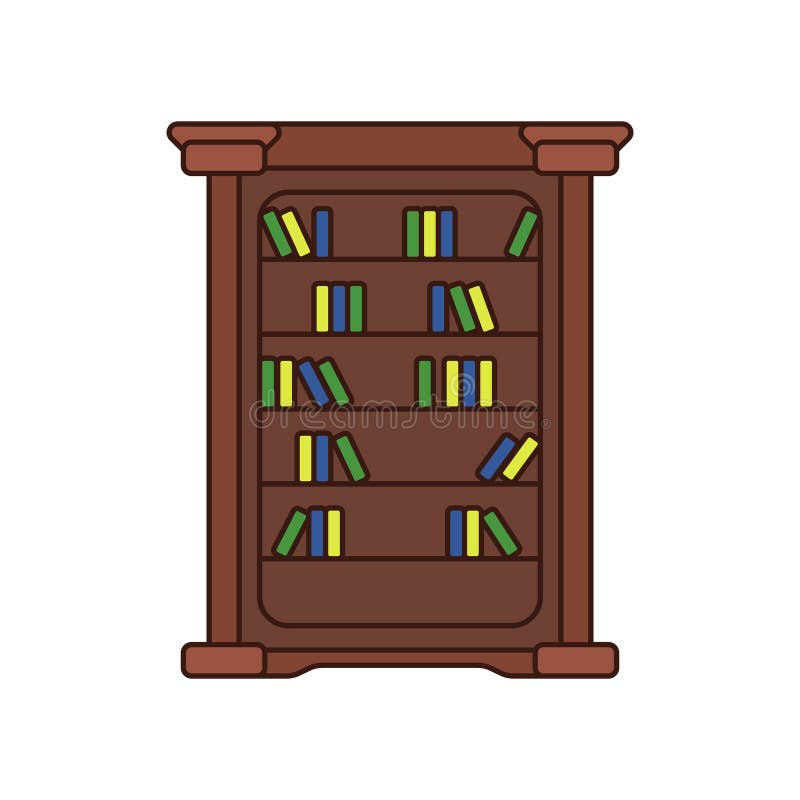 Bookshelf Vector Icon. Bookcase Vector. Sideboard Line Icon. Books on ...