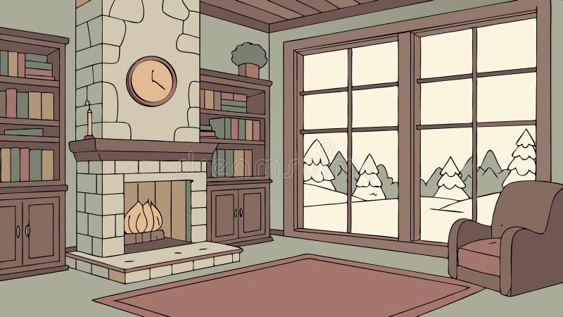 Bookshelf by Window, Home Library and Reading Space Vector Design ...