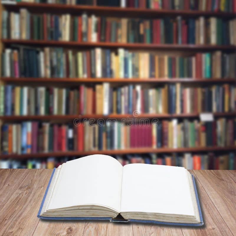 Bookshelf and an open book stock image. Image of wooden - 45552265