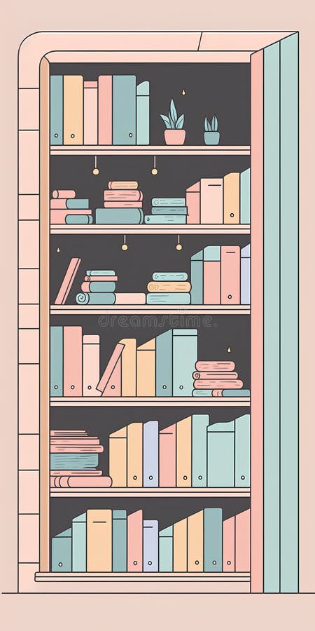 Bookshelves with Books. Vector Illustration in Flat Design Style Stock ...