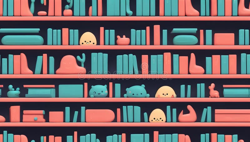 Cartoon Library Interior with Many Books Stock Vector - Illustration of ...