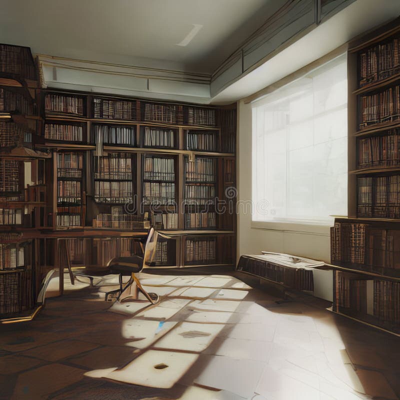 Books in the Empty Library. AI Stock Illustration - Illustration of ...