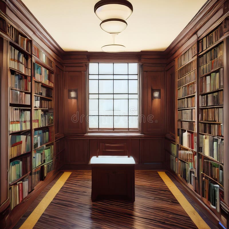 Books in the Empty Library. AI Stock Illustration - Illustration of ...