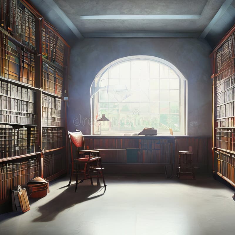 Old Books in the Empty Library Stock Illustration - Illustration of ...