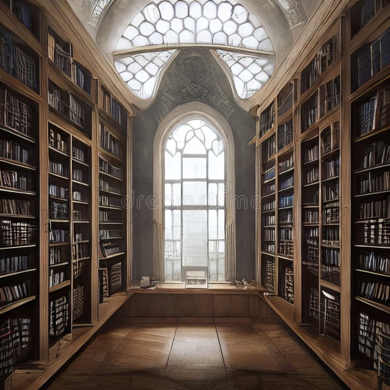 Old Books in the Empty Library Stock Illustration - Illustration of ...