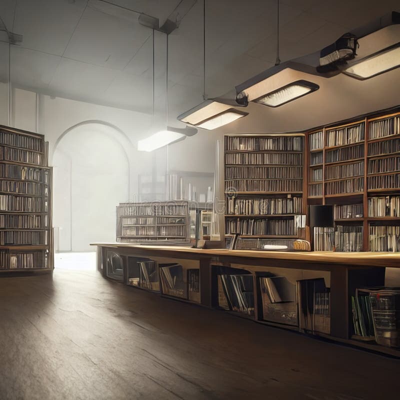 Old Books in the Empty Library Stock Illustration - Illustration of ...