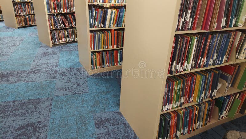 Bookshelves Filled with Books in a Modern Library Editorial Photo ...