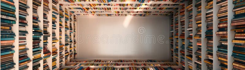 Bookshelves Full of Books in a Library, with a Light Shining from Above ...