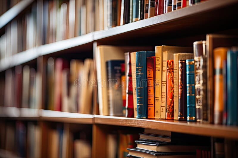 Bookshelves in library stock image. Image of paper, abundance - 296080225