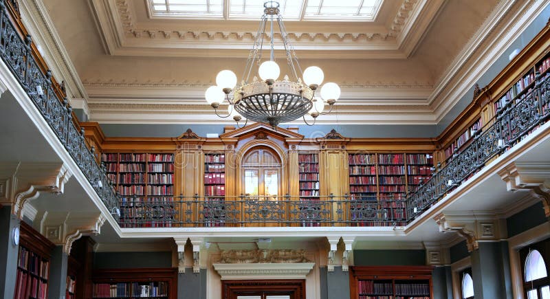 Bookshelves in old library stock image. Image of balcony - 10407737