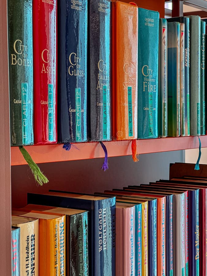 Bookshelves with Various Books in the City Library Stock Image - Image ...