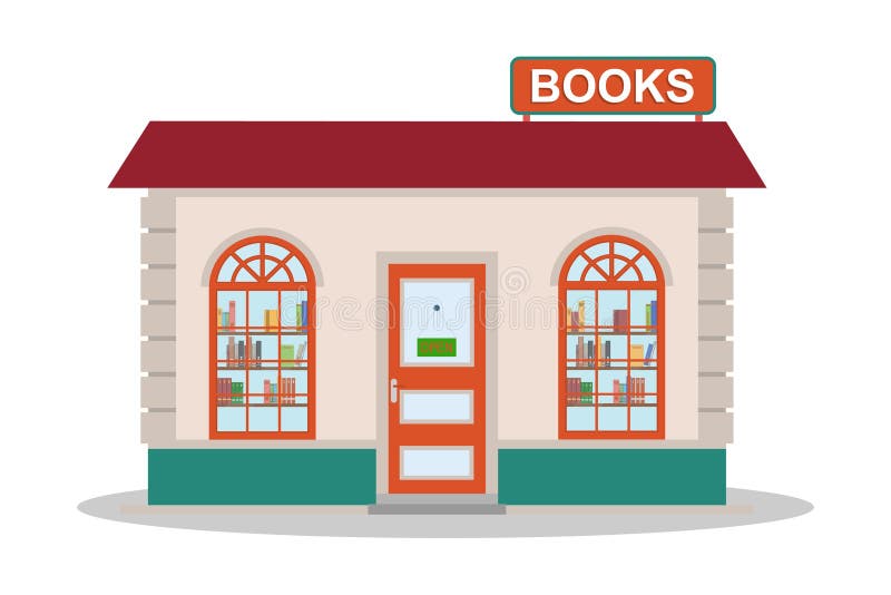 Bookstore, Bookstore Facade Against the Backdrop of the Urban Landscape ...