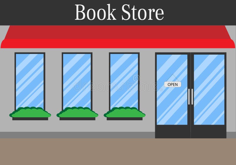 Illustration of the Front View of a Bookstore Stock Photo ...