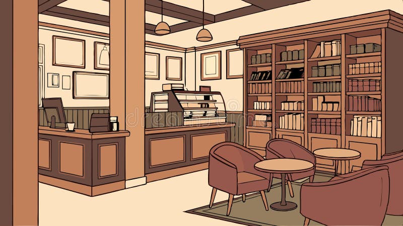 Bookstore Interior Cozy, Inviting Reading Study Space Vector Design Generative AI Stock Vector ...